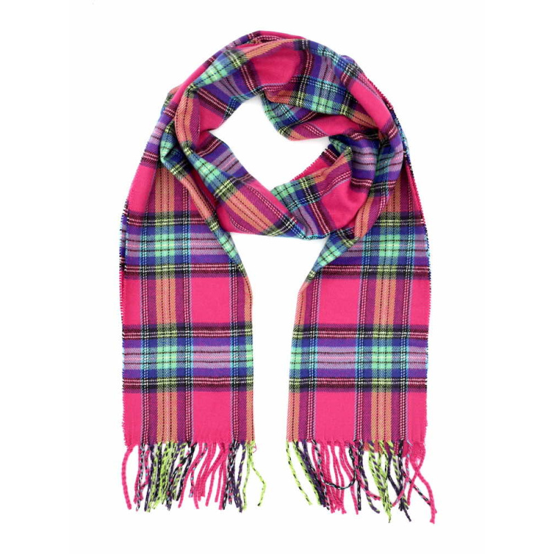 Pink Cashmere Feel Scottish Plaid Scarf - US Wholesale Scarves