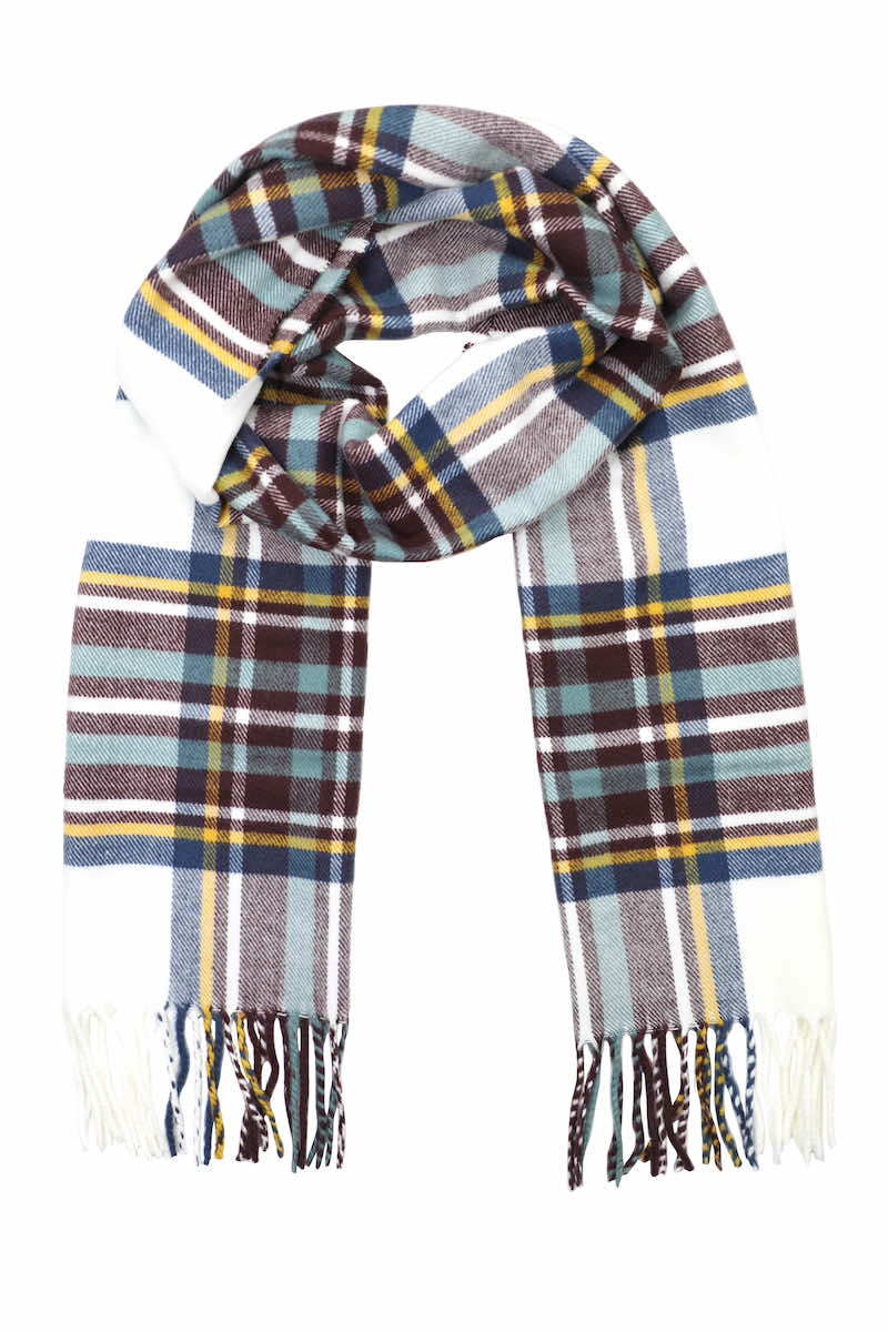 White Cashmere Feel Scottish Tartan Scarf – US Wholesale Scarves