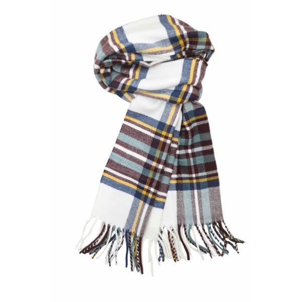 White Cashmere Feel Scottish Tartan Scarf – US Wholesale Scarves