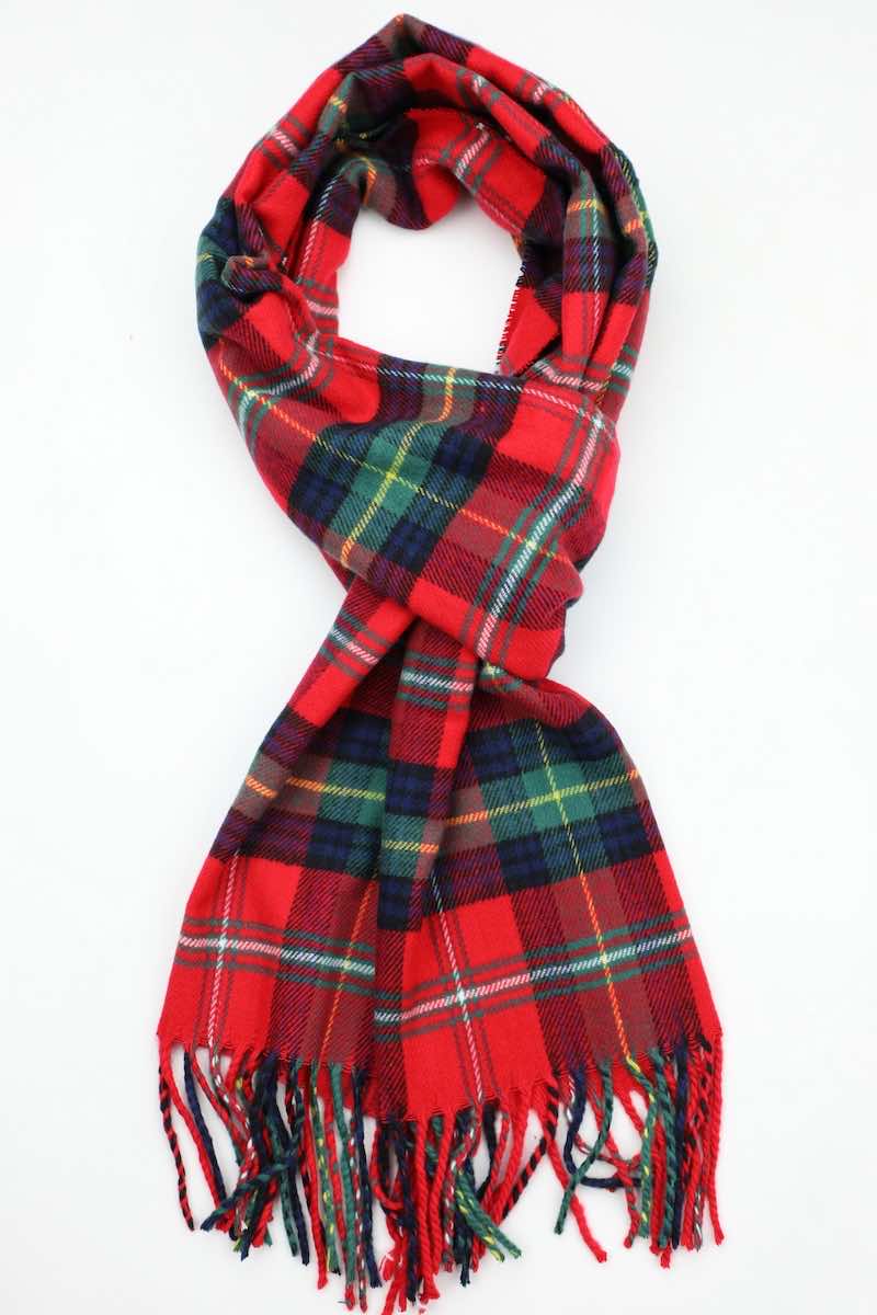 Red Green Cashmere Feel Scottish Tartan Scarf - US Wholesale Scarves