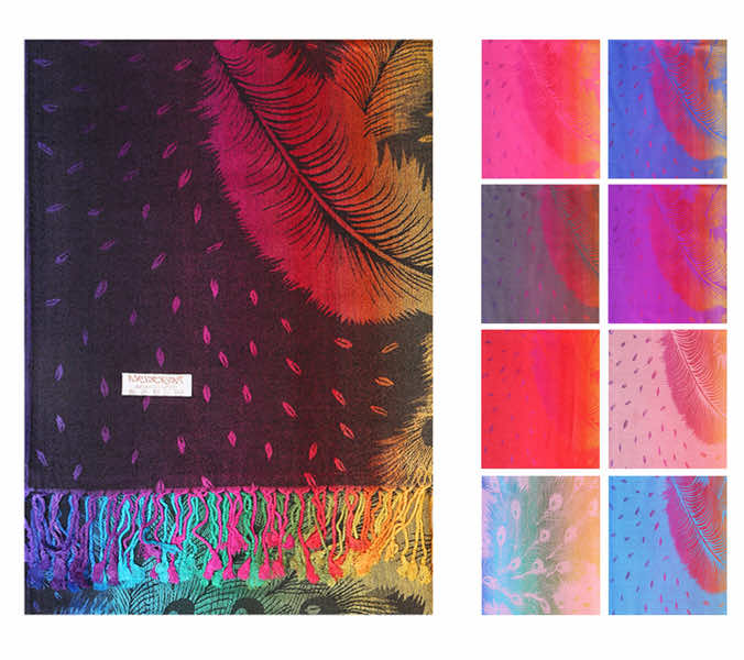 Peacock Rainbow Pashmina Rave Scarf M47 (1 DZ, Asst. Color) - US ...