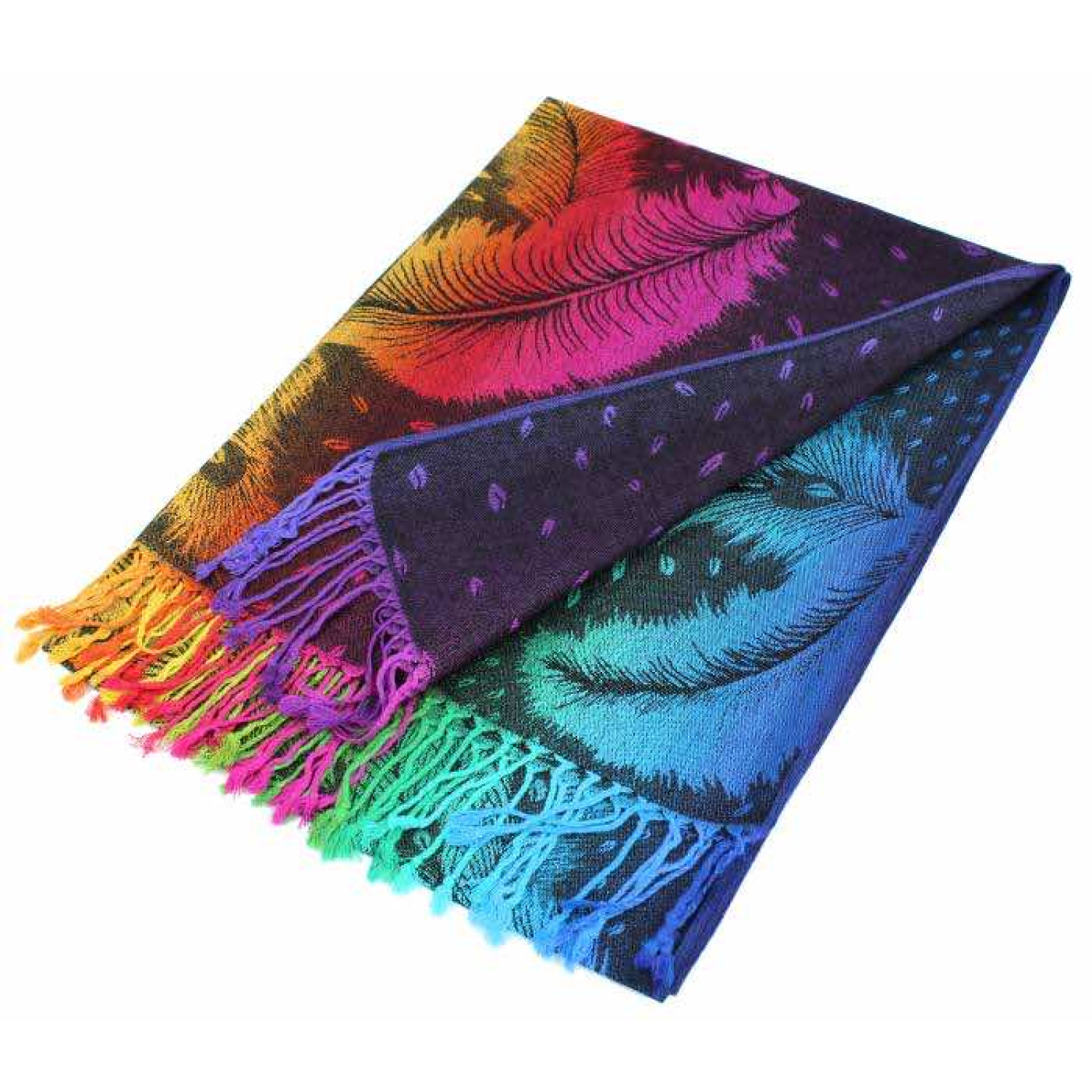 Rainbow Peacock Pashmina Shawl Scarf 050 (1 DZ, Asst. Color) - US ...